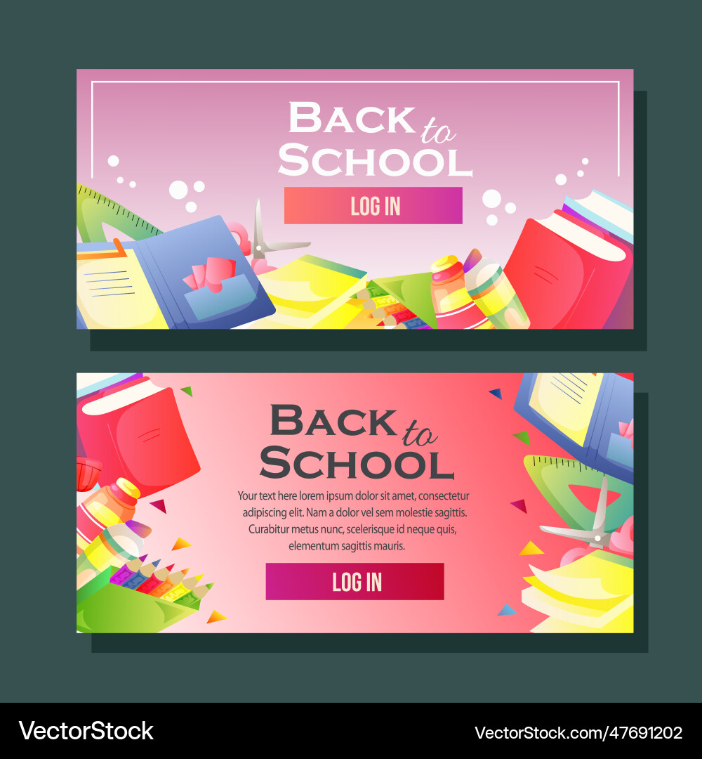 School banner horizontal stationary Royalty Free Vector