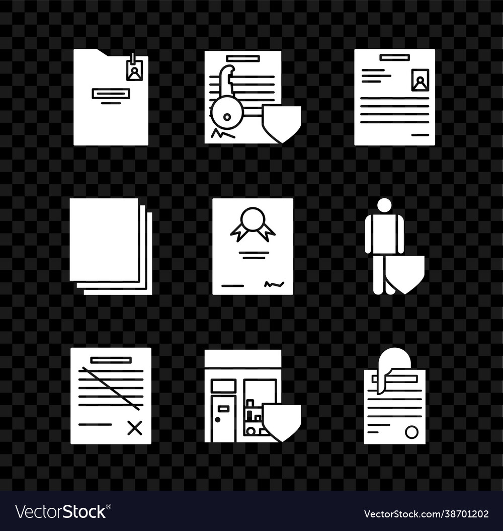Set personal folder document with key with shield Vector Image