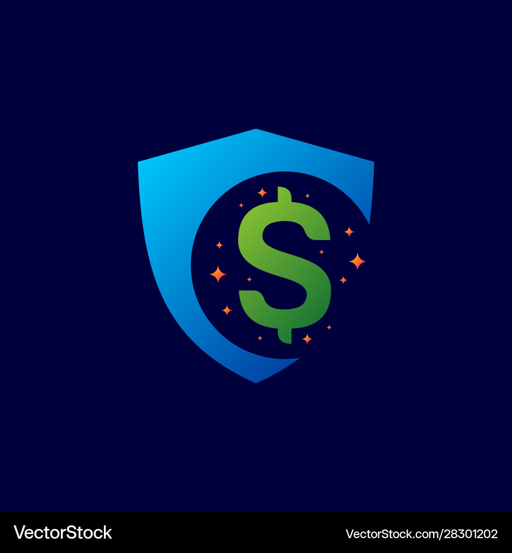 Shield money logo design concept simple money Vector Image