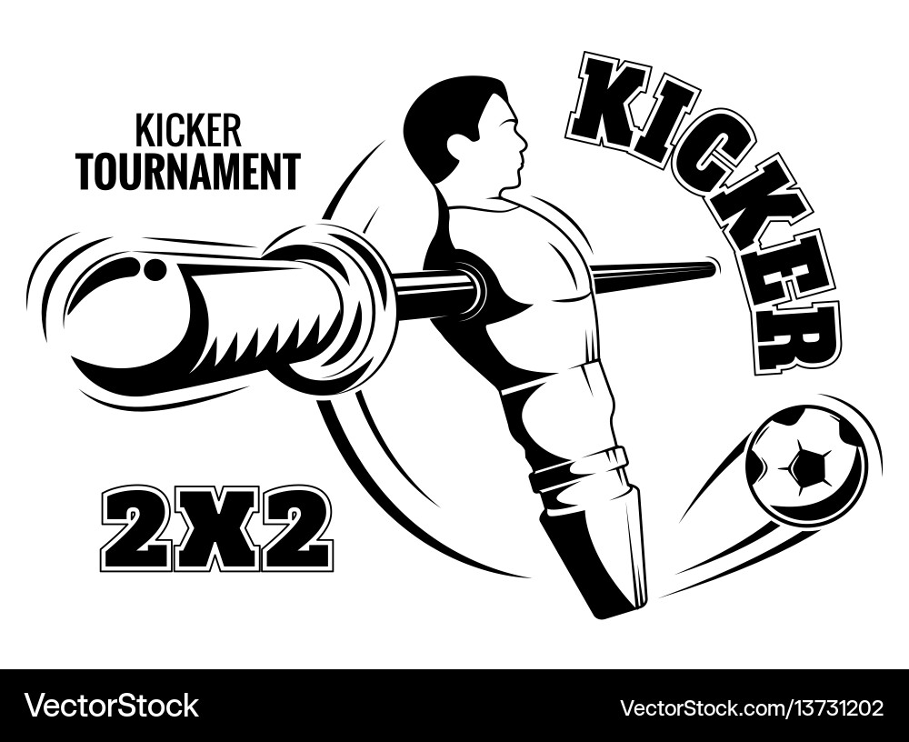 Table football emblem kicker is a poster Vector Image
