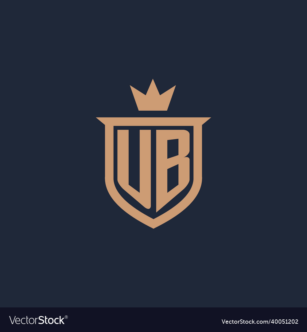 Ub monogram initial logo with shield and crown Vector Image