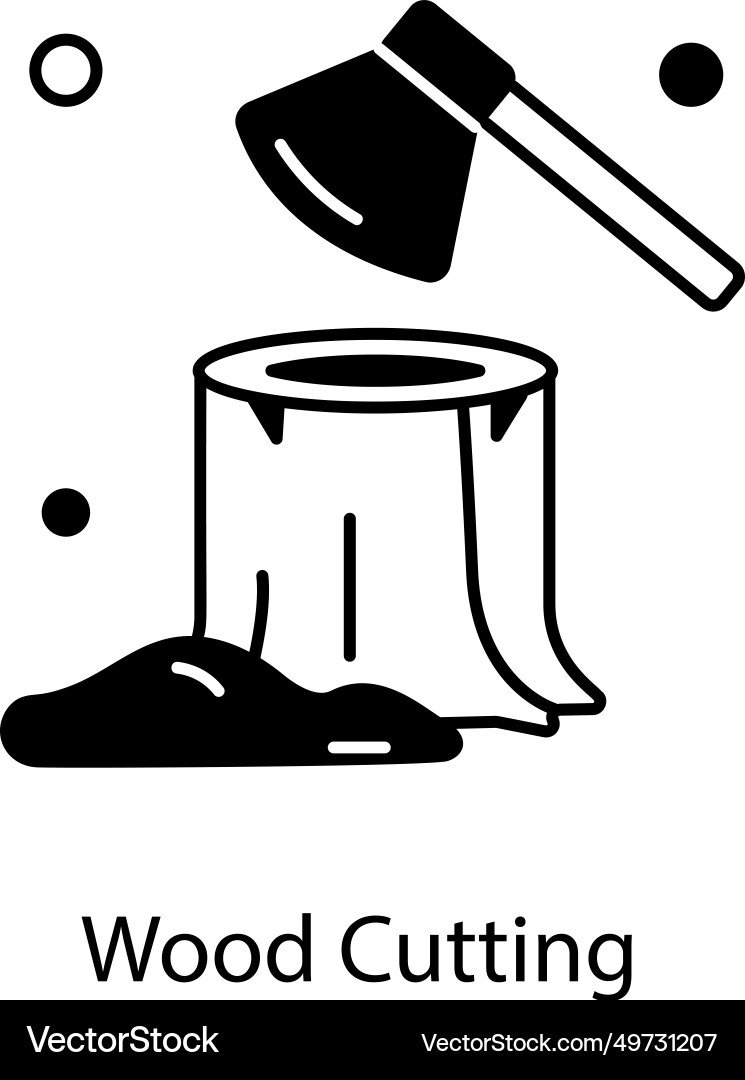 A linear style icon depicting wood cutting Vector Image