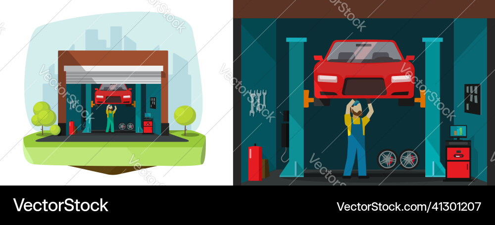 Car garage service shop for vehicle Royalty Free Vector