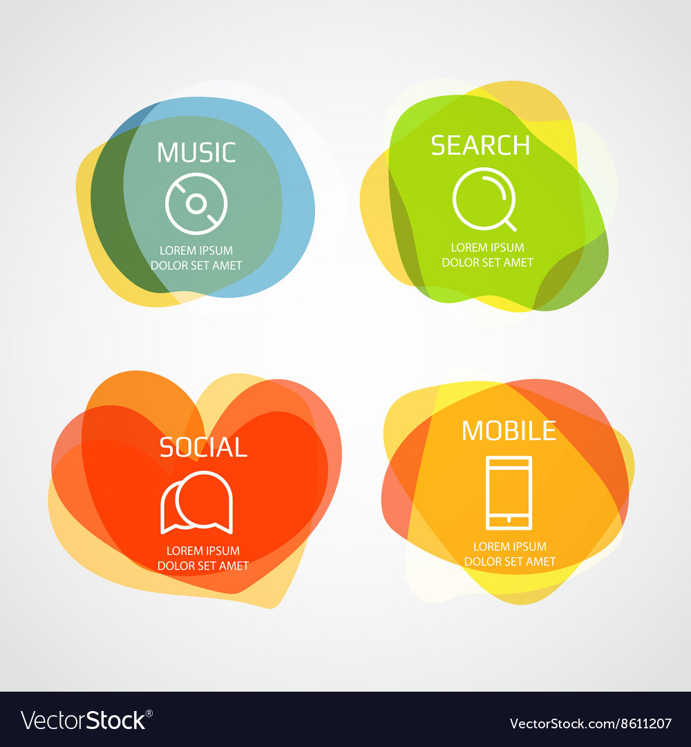 Different color blobs with template text elements Vector Image