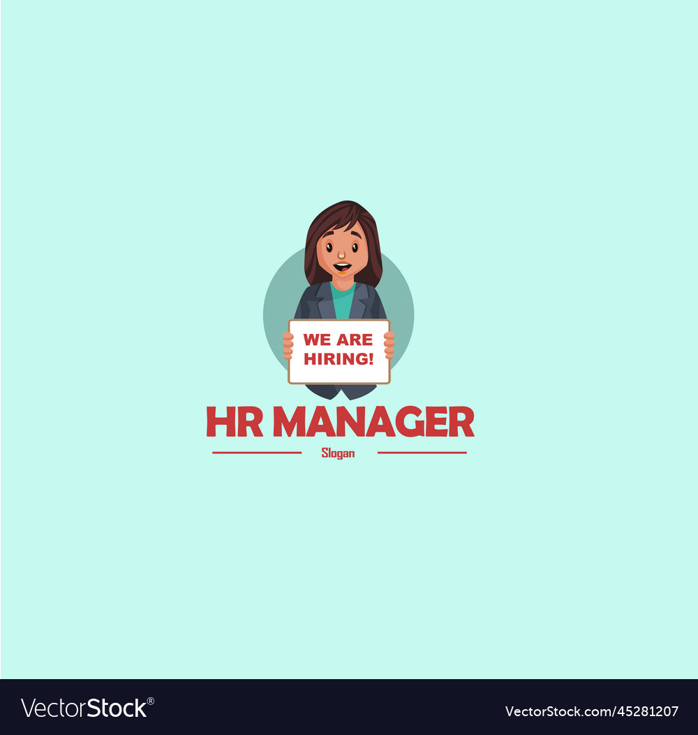 Hr manager we are hiring mascot logo Royalty Free Vector