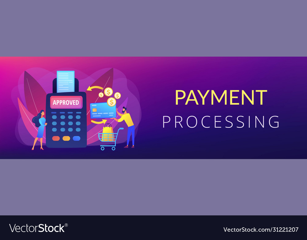 Payment processing concept banner header Vector Image Payment processing concept banner header Vector Image