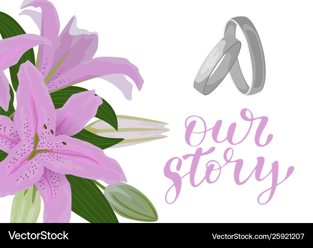 Pink lily greeting or invitation card template Vector Image
