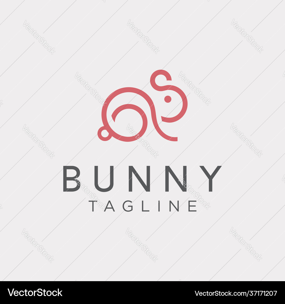 Rabbit logo line art icon design bunny Royalty Free Vector