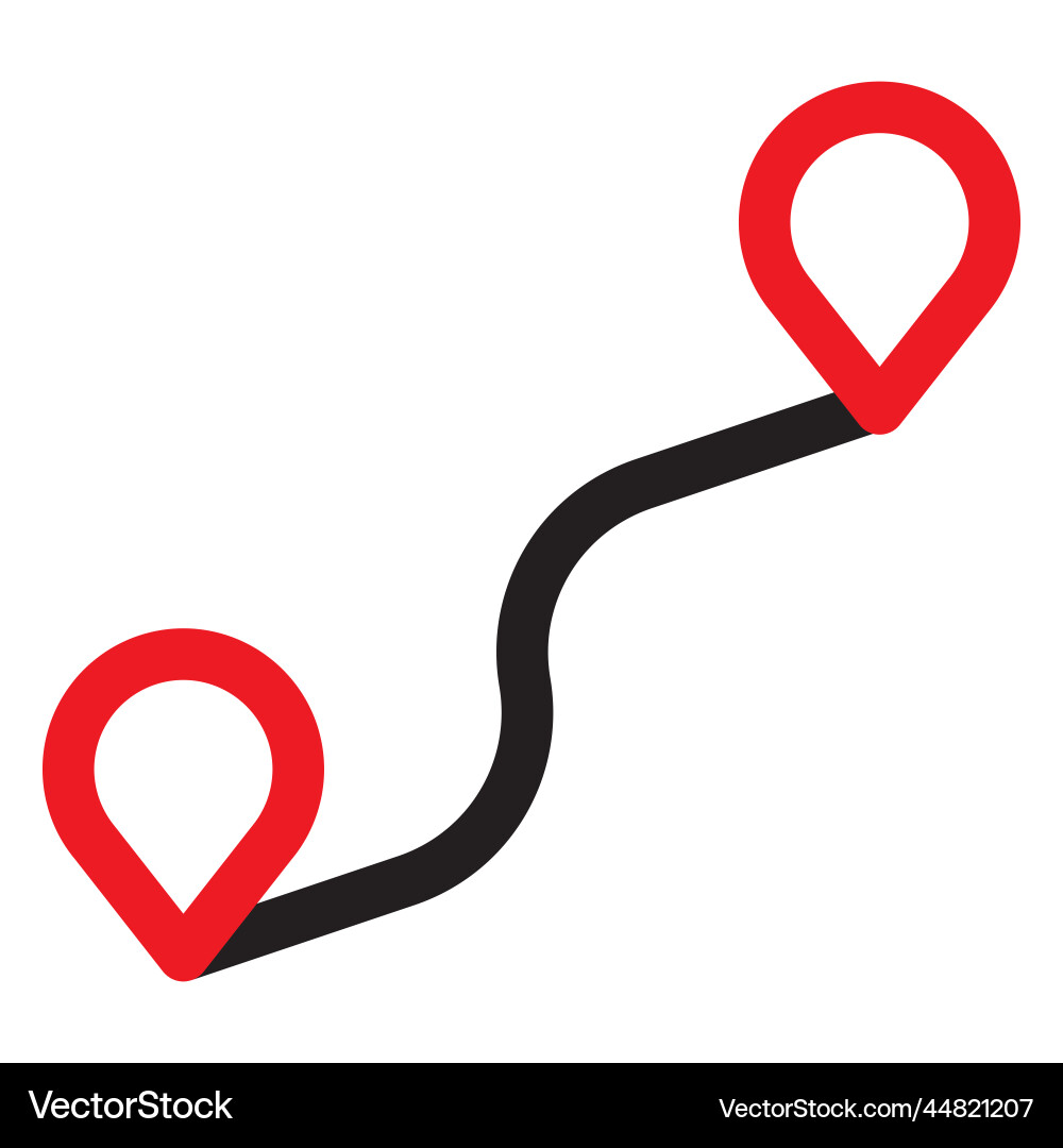 Route and pin location line icon road with map Vector Image
