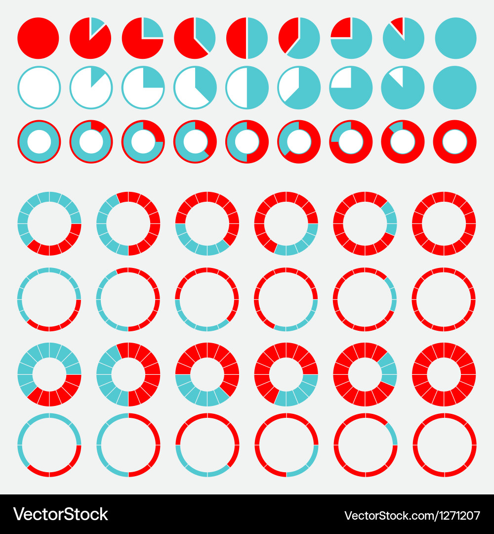 Set of brightly colored pie charts Royalty Free Vector Image