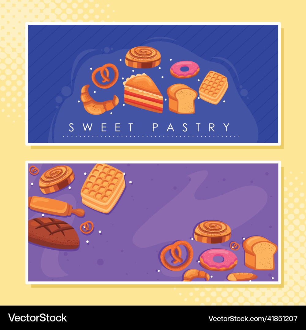 Sweet pastry letterings posters Royalty Free Vector Image