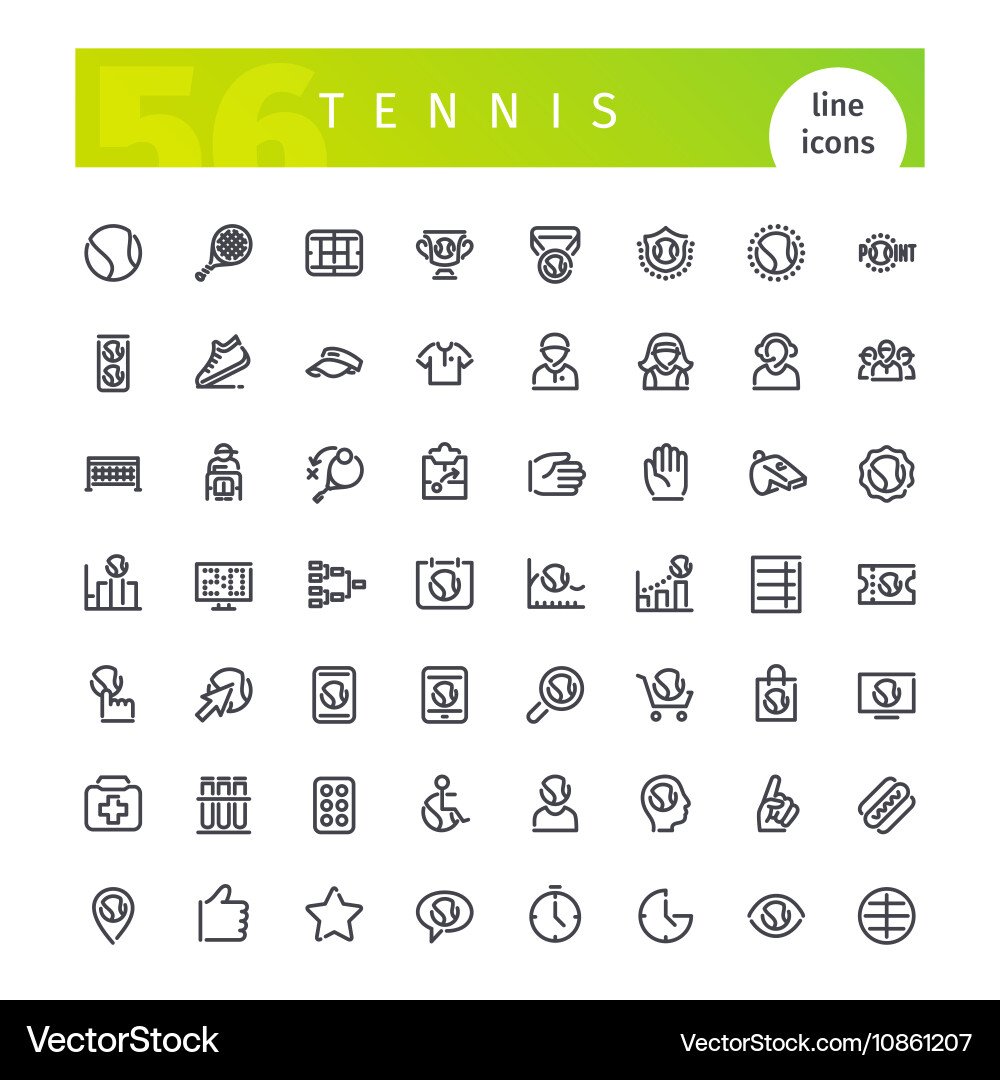 Tennis line icons set Royalty Free Vector Image