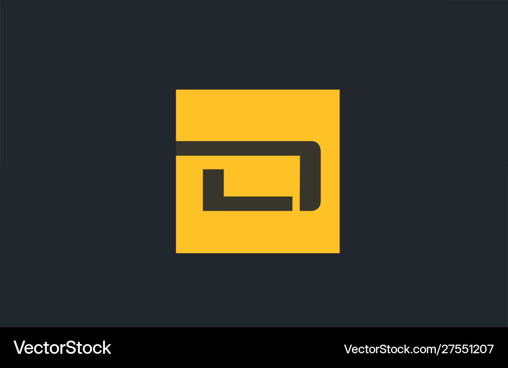 Yellow square simple letter d blue logo alphabet Vector Image