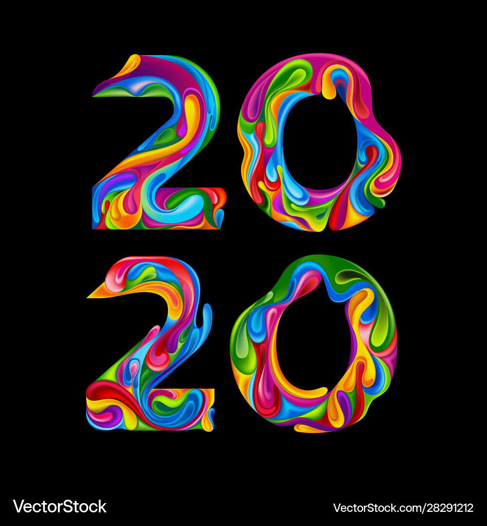 New year 2020 stylish color numbers Royalty Free Vector