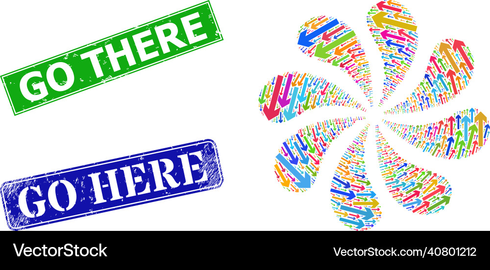 Rubber go there badges and move up icon bright Vector Image