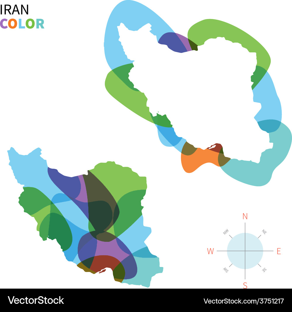 Abstract color map of iran Royalty Free Vector Image