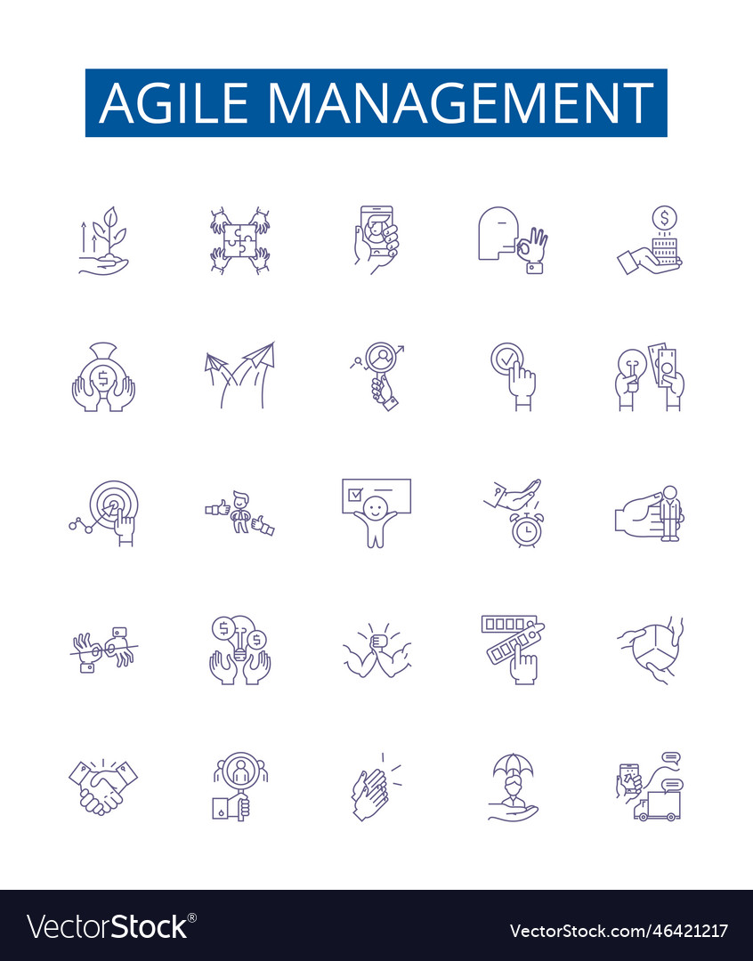 Agile management line icons signs set design Vector Image Agile management line icons signs set design Vector Image