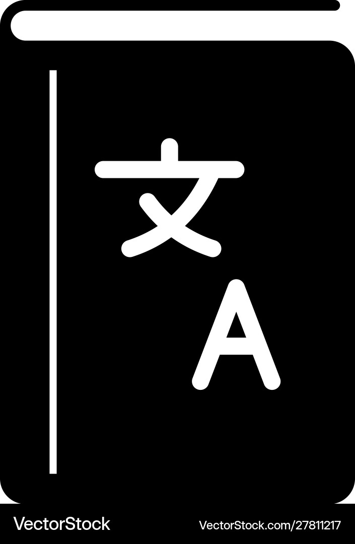 Black translator book icon isolated on white Vector Image