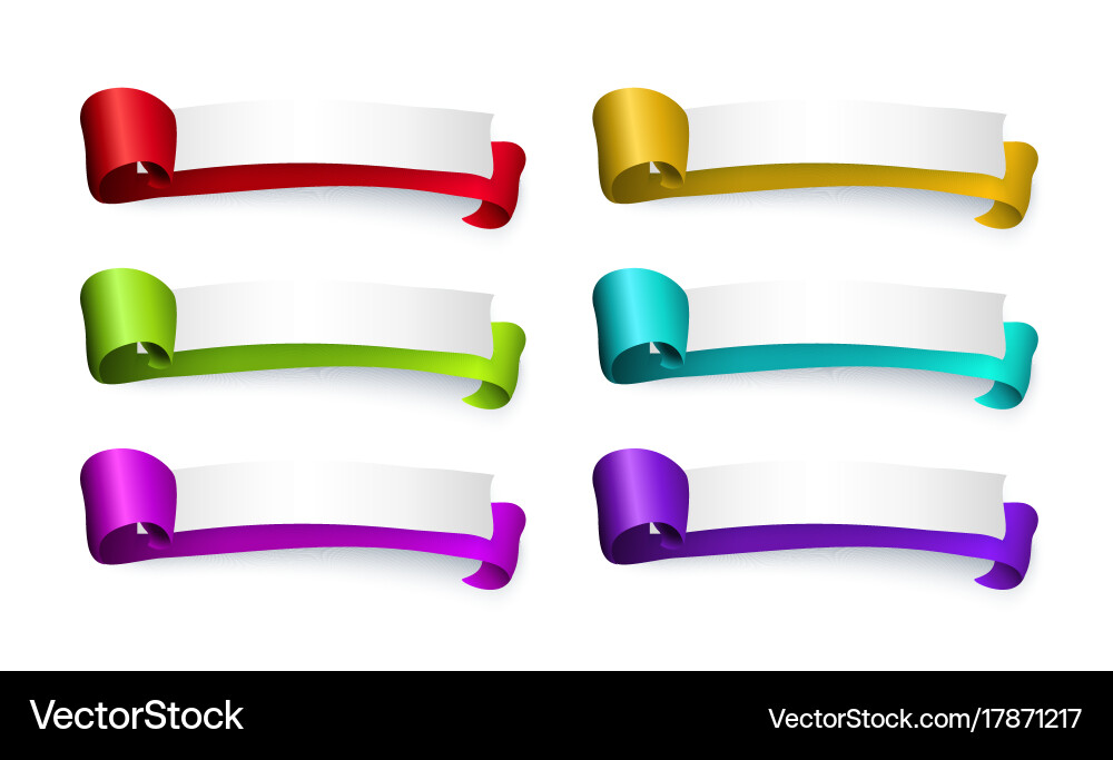 Cartoon colored silk ribbons template set Vector Image