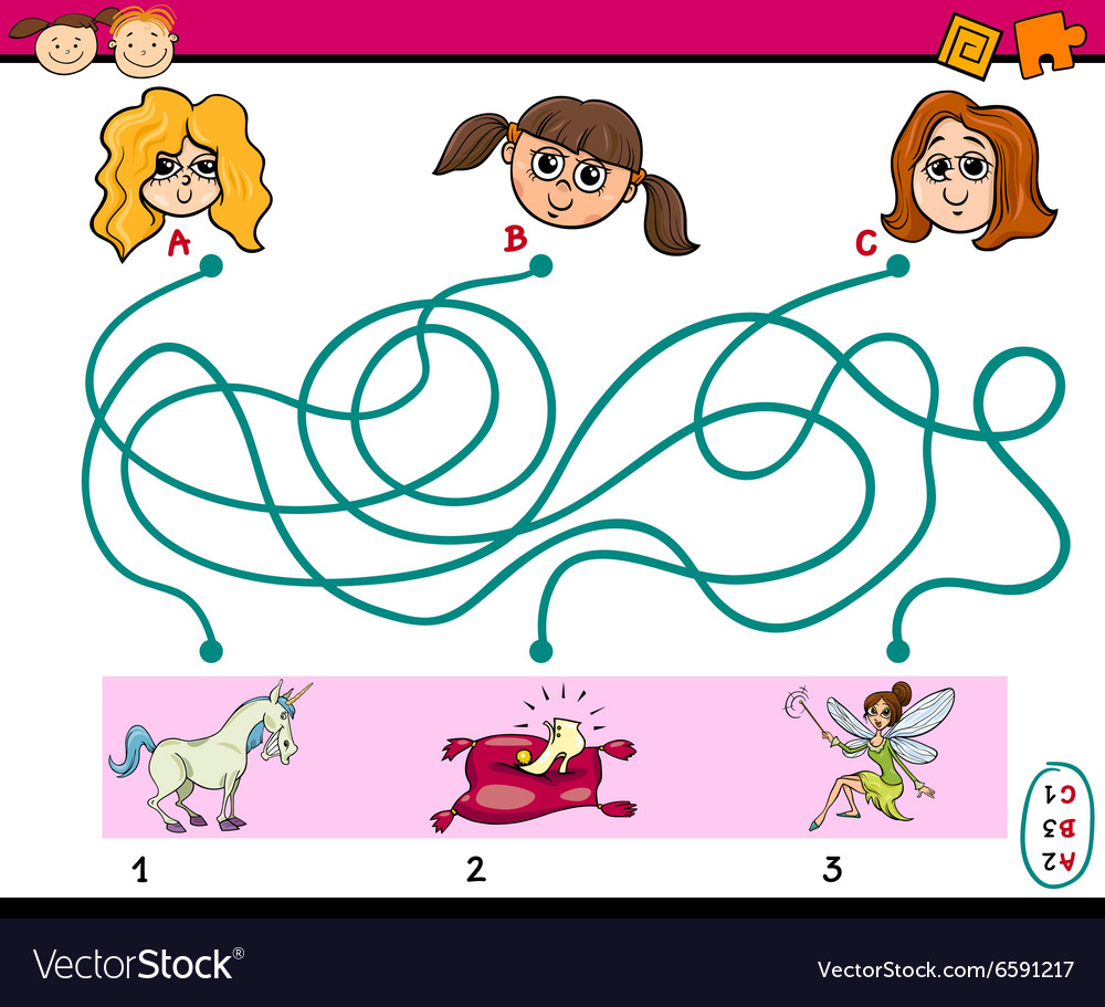 Find path game for children Royalty Free Vector Image Find path game for children Royalty Free Vector Image