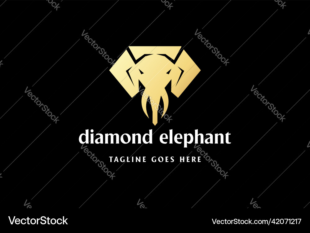 Geometric golden diamond elephant logo design Vector Image