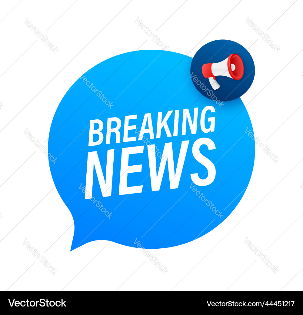 Hand holding megaphone with breaking news Vector Image