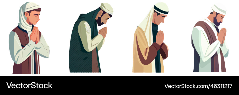 Horizontal set of arab man Royalty Free Vector Image