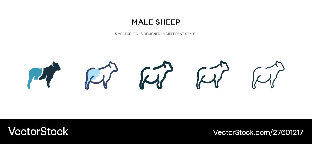 Male sheep icon in different style two colored Vector Image