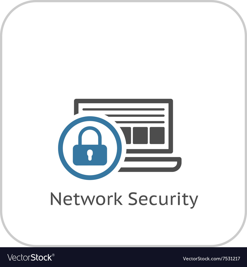 Network security icon flat design Royalty Free Vector Image