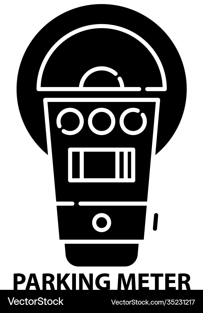 Parking meter symbol icon black sign Royalty Free Vector