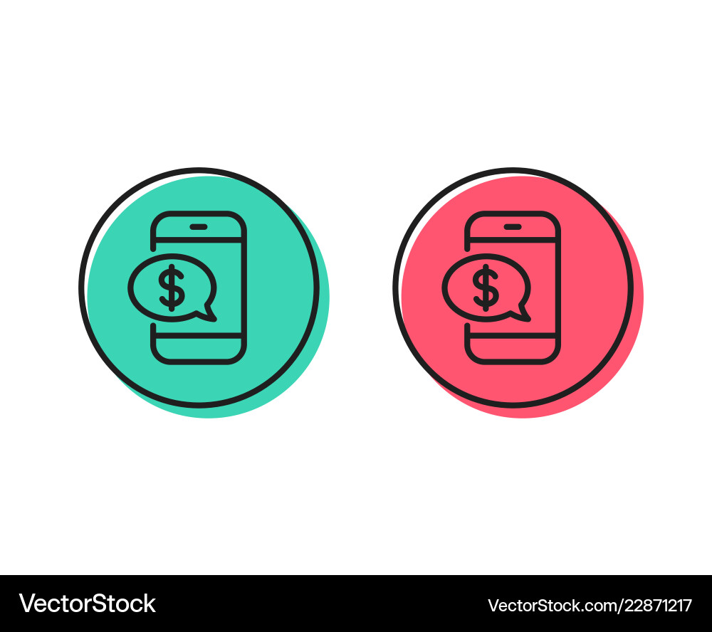 Pay by phone line icon mobile payment sign Vector Image
