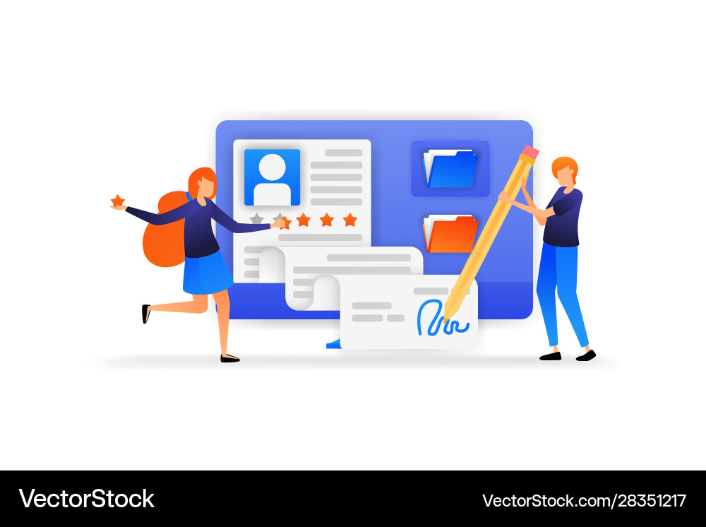 People approve new employee registration Vector Image