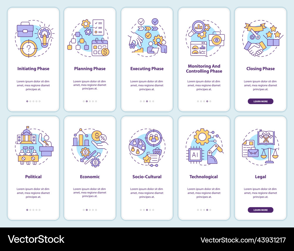 Pestle in project management onboarding mobile Vector Image