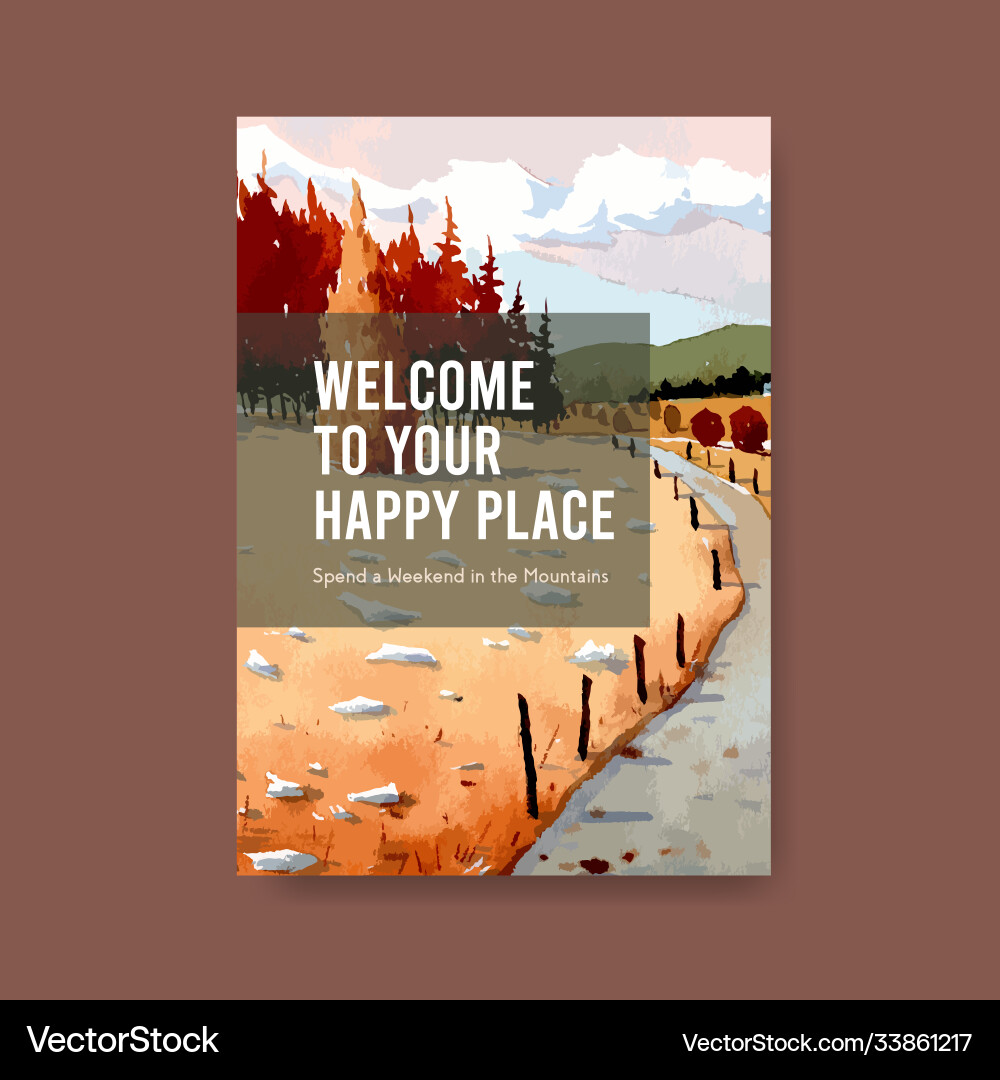 Poster template with landscape in autumn design Vector Image