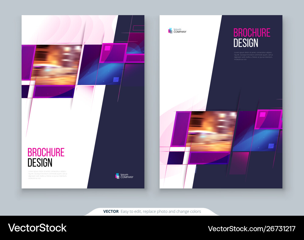 Purple brochure cover template layout design Vector Image
