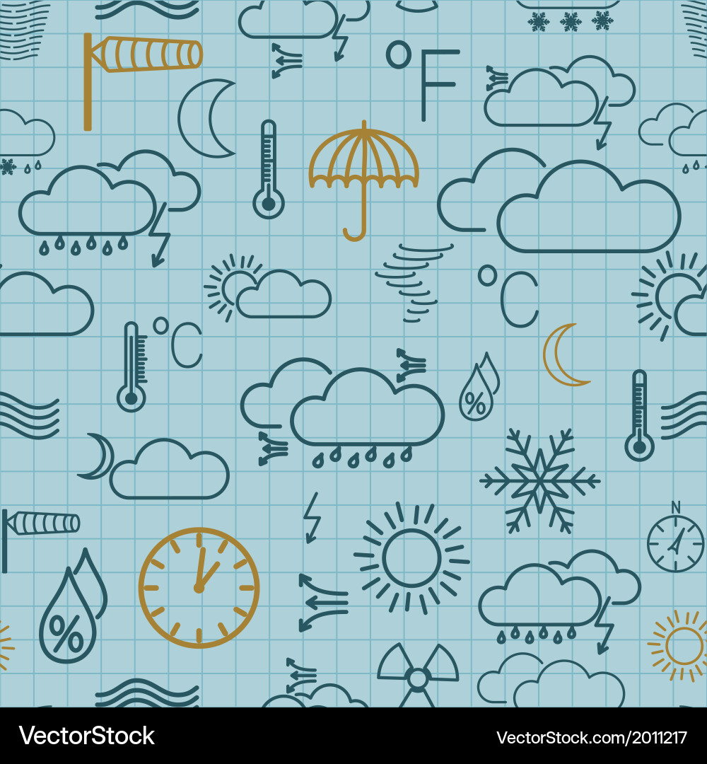 Seamless pattern of weather symbols Royalty Free Vector