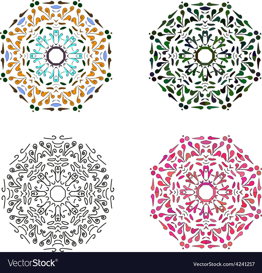 Set of four circular patterns Royalty Free Vector Image