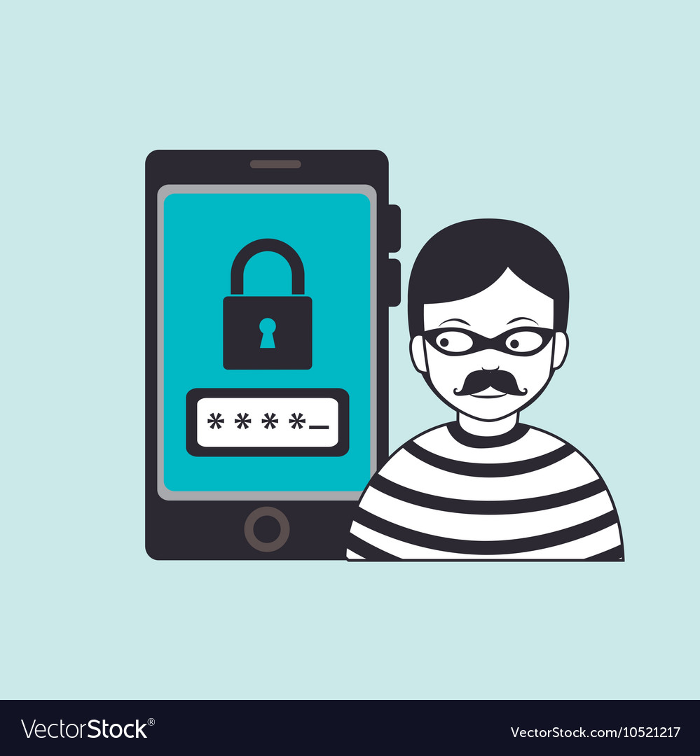 Smartphone security protection hacker Royalty Free Vector