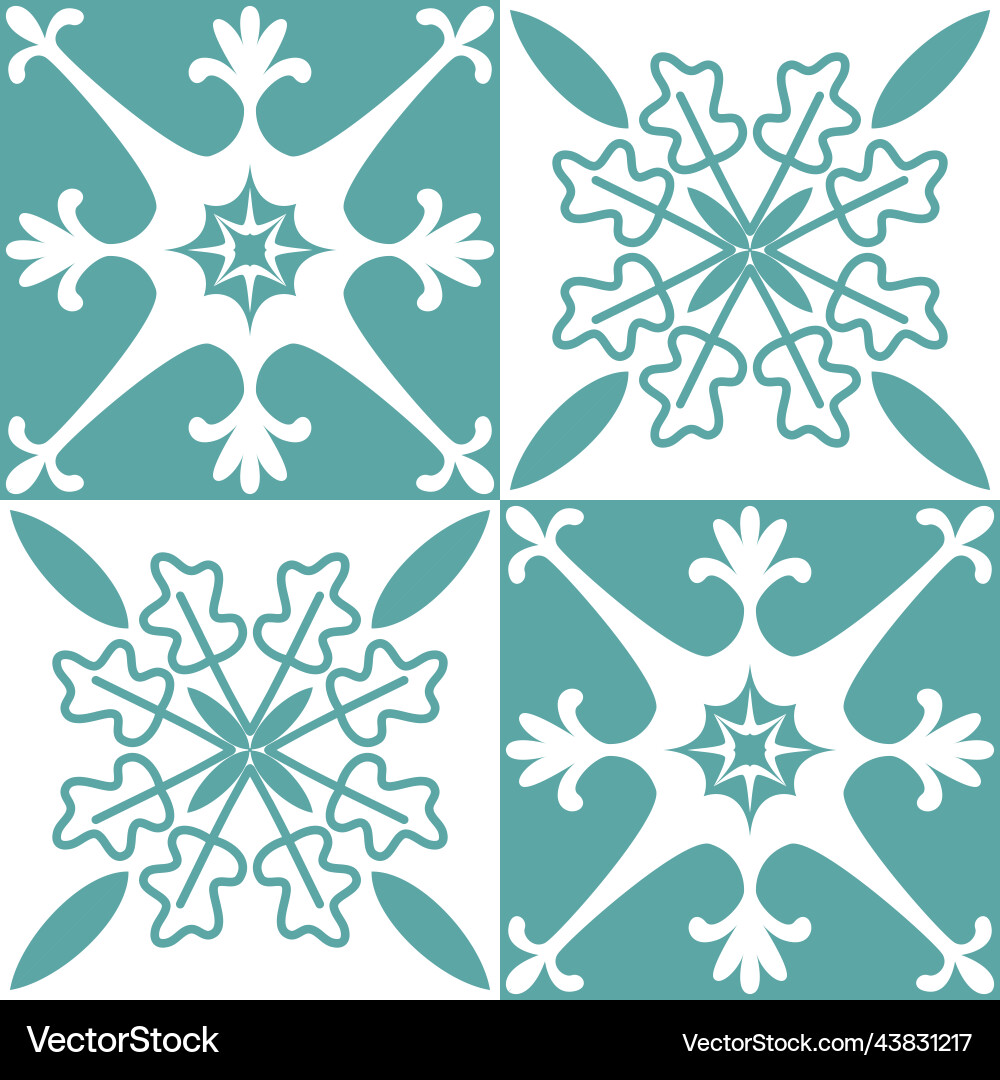 Spanish azulejo style square symmetrical tiles Vector Image