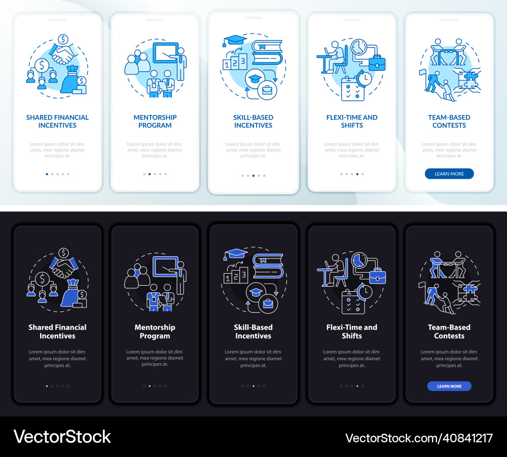 Teamwork incentives night and day mode onboarding Vector Image