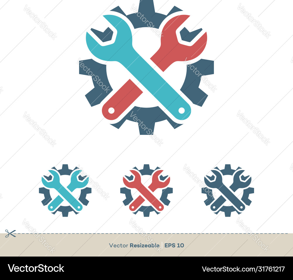 Tool kit wrench and gear logo template design eps Vector Image