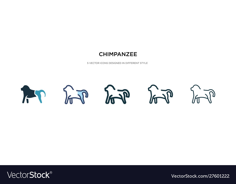 Chimpanzee icon in different style two colored Vector Image
