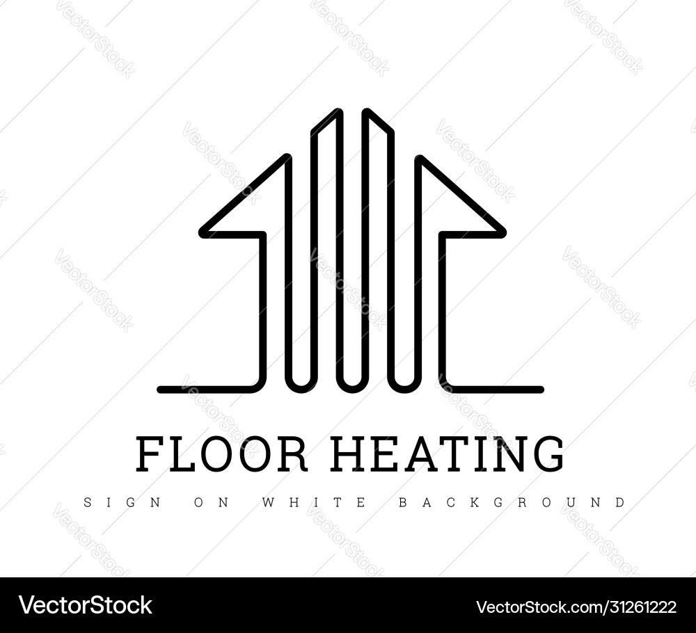 Heating floor sign on a white warm floor Vector Image
