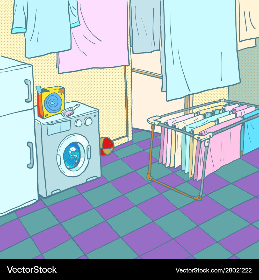 Home washing and drying washing machine Royalty Free Vector