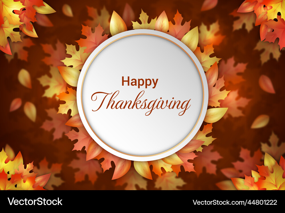 Realistic thanksgiving background with autumn Vector Image