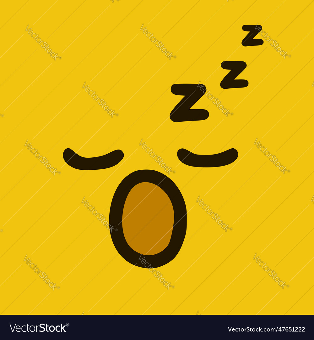 Sleeping emoticon in doodle style cartoon face Vector Image