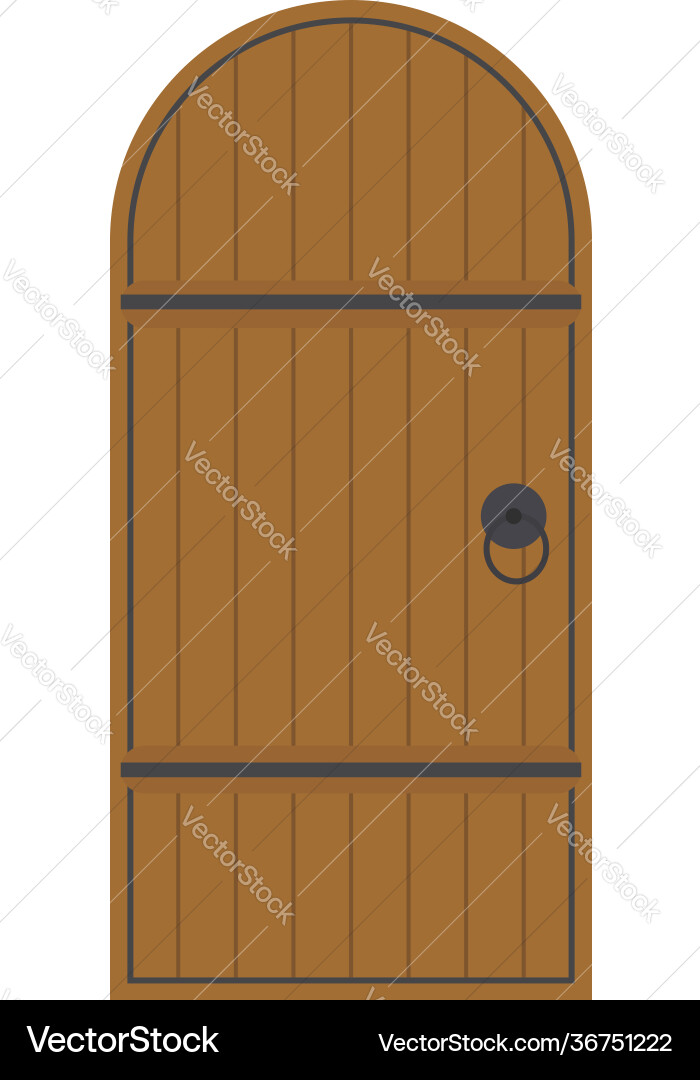 Wooden door on white background Royalty Free Vector Image