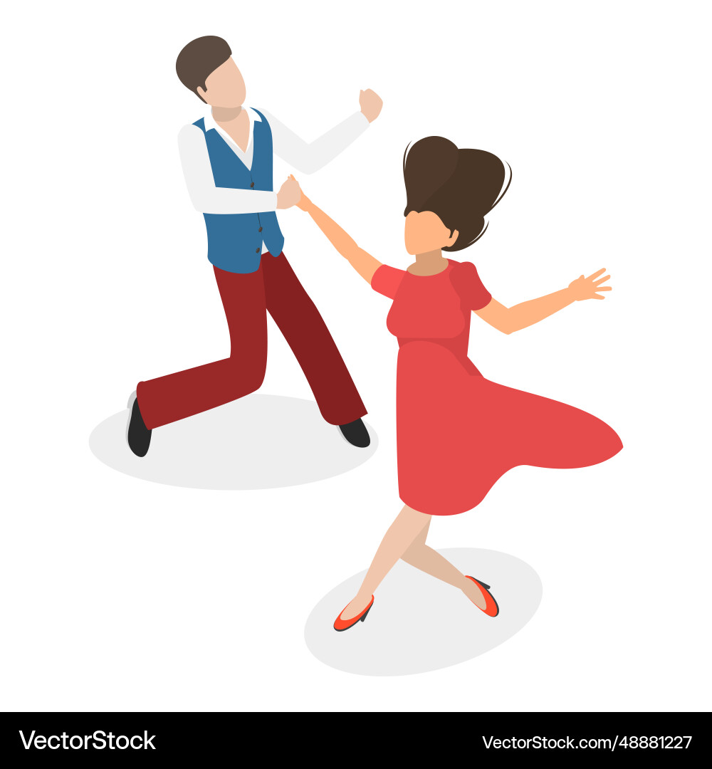 3d isometric flat set of dancing people Royalty Free Vector