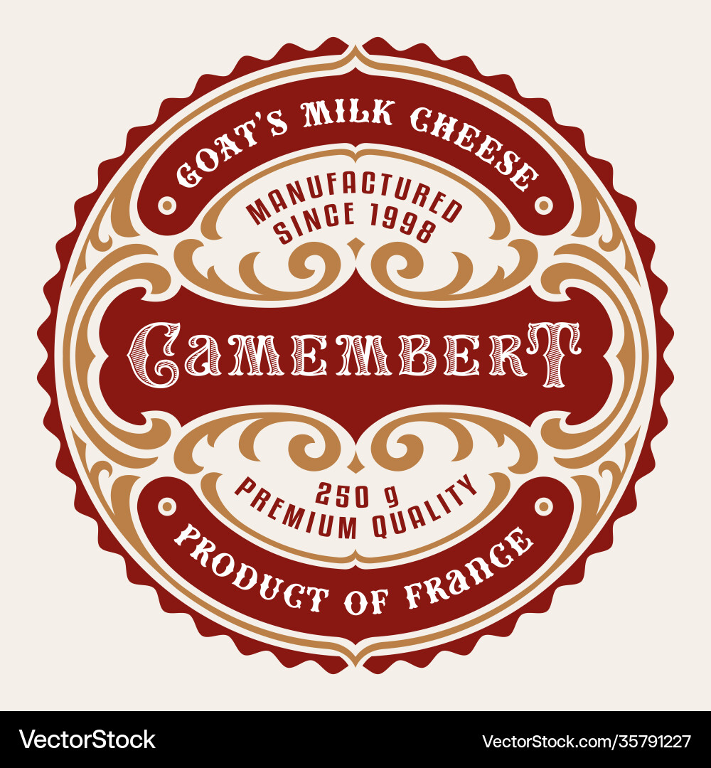 A cheese label in vintage style Royalty Free Vector Image