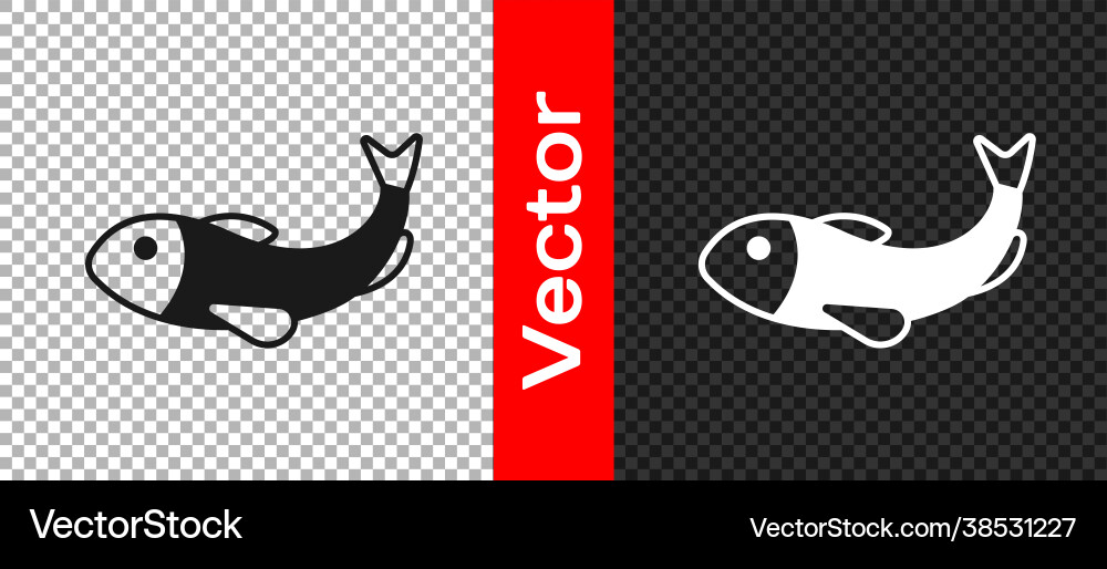 Black dried fish icon isolated on transparent Vector Image